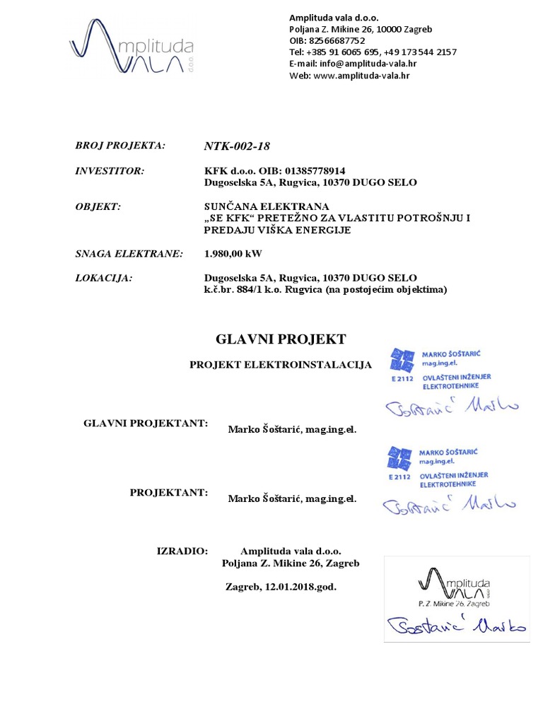 Prilog 4 - Glavni Projekt - Projekt Elektroinstalacija | PDF