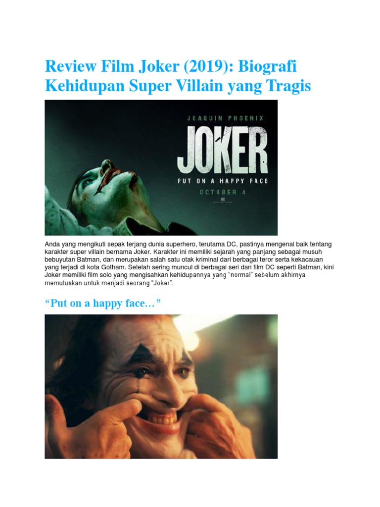 Review Film Joker: Kisah Tragis Arthur Fleck | PDF