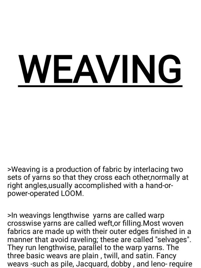 Weaving | PDF | Weaving | Loom