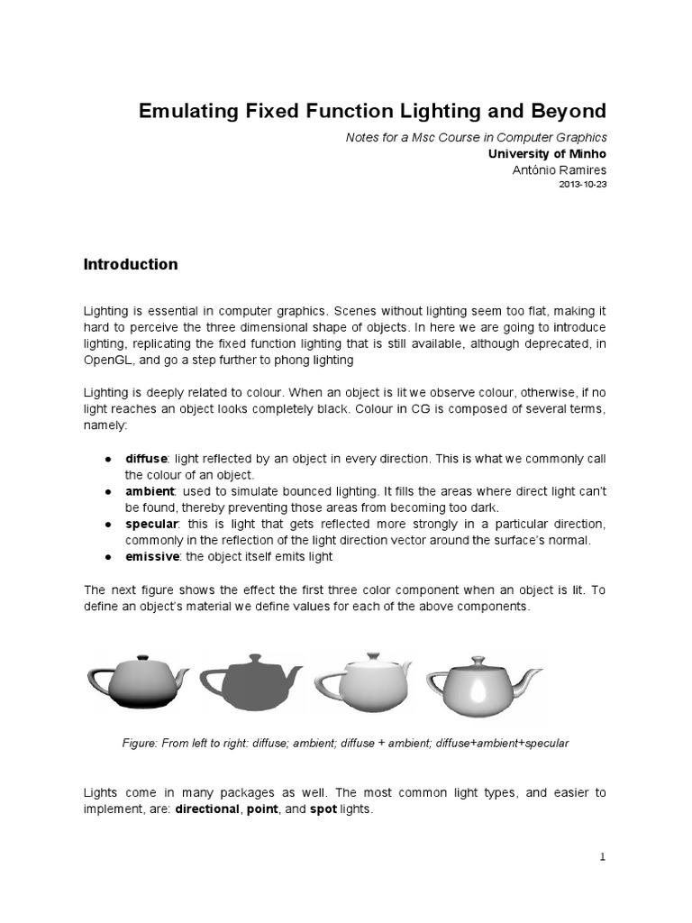 Emulating Fixed Function Lighting and Beyond | PDF | Matrix (Mathematics) | Shader