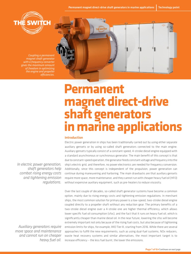 Permanent Magnet Direct-Drive Shaft Generators in Marine Applications ...