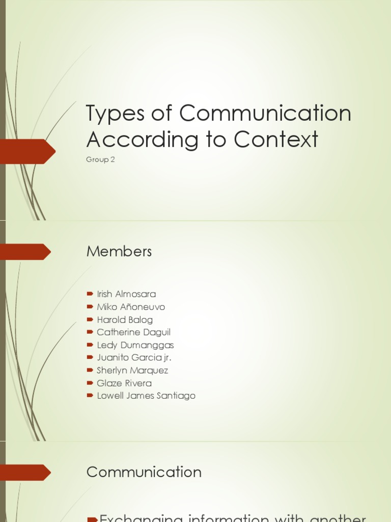 Types of Communication According To Context | PDF