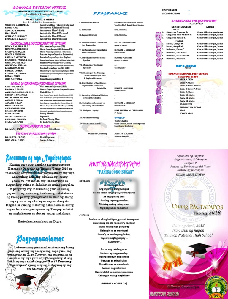 3 Fold Pink Graduation Program | PDF | Behavior Modification | Academia