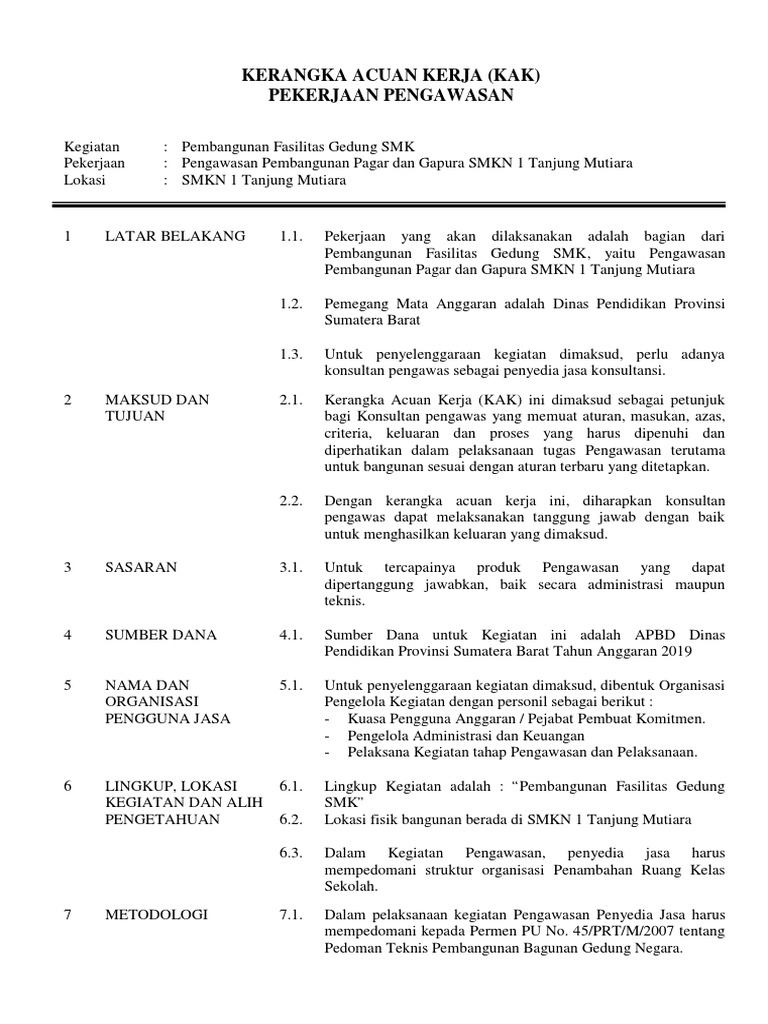 KAK Pengawasan Pagar Dan GApura | PDF