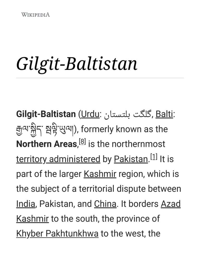 Gilgit Baltistan Wikipedia | PDF