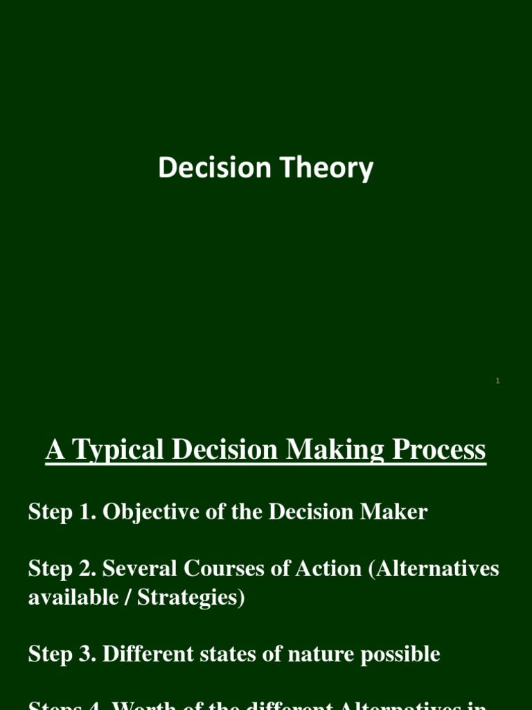 Decision Theory - Operations Research | PDF | Decision Theory | Mathematical And Quantitative ...