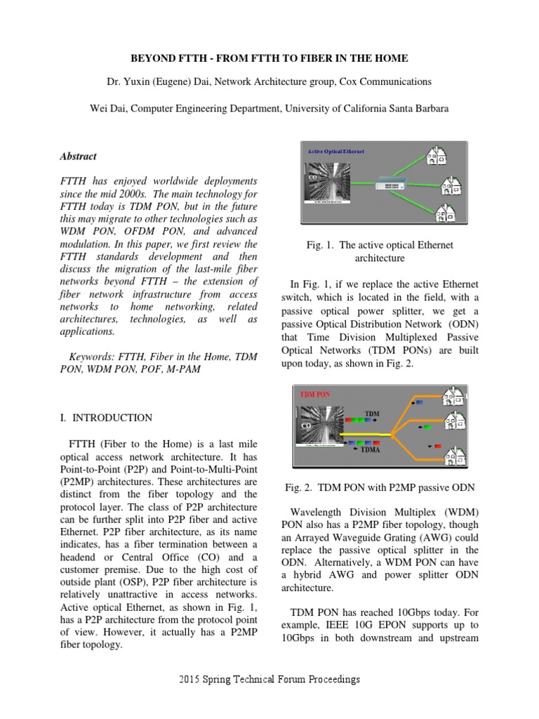 2015 Beyond FTTH From FTTH To Fiber in The Home | PDF | Fiber To The X ...