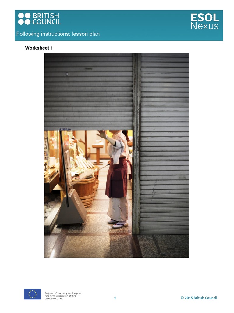 Following Instructions: Lesson Plan: Worksheet 1 | PDF | Lesson Plan