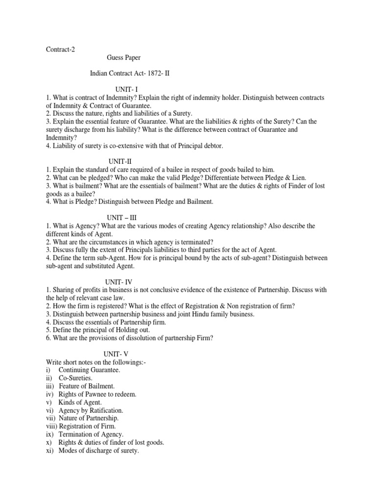 Contract Ii Notes Pdf Guarantee Social Institutions