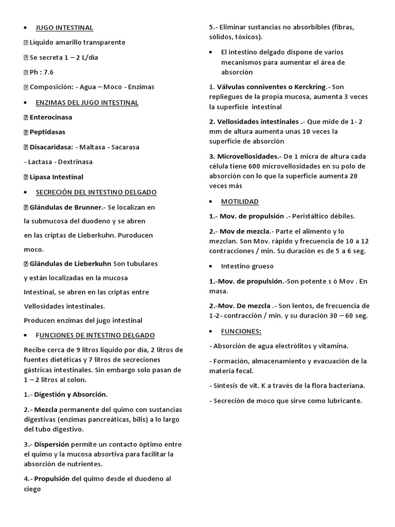 Jugo Intestinal | PDF | Digestión | Páncreas