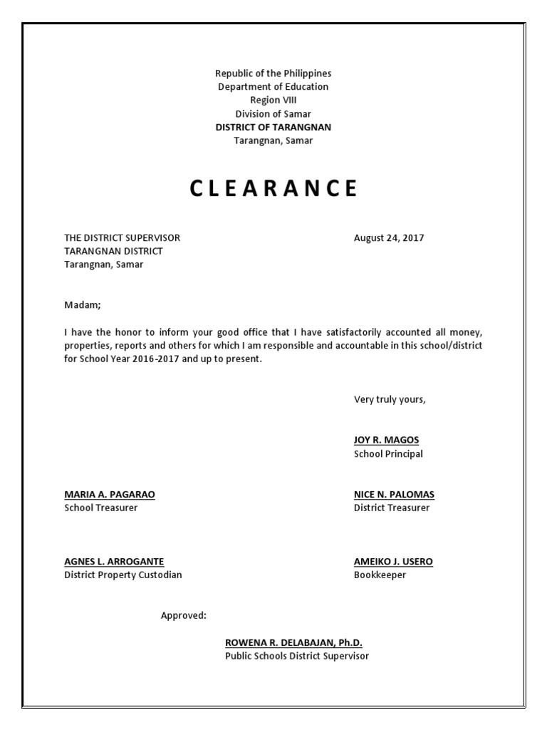 Tarangnan District Clearance Document | PDF