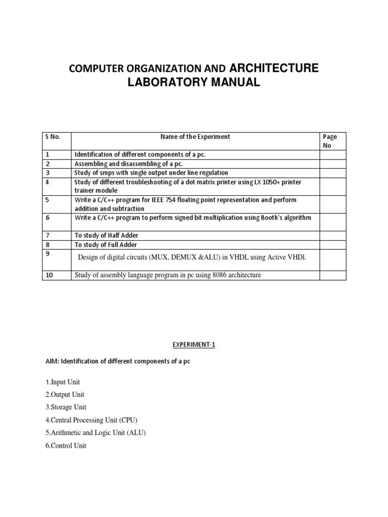COA Lab Manual | PDF | Central Processing Unit | Logic Gate