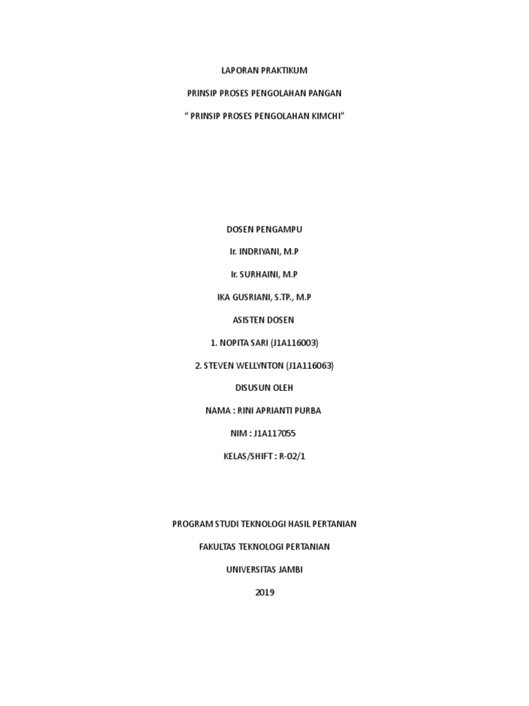Laporan Praktikum Kimchi | PDF