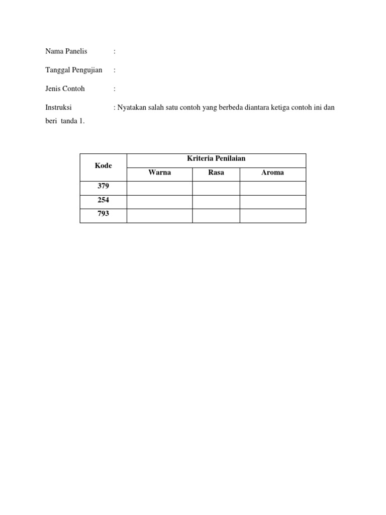 Form Uji Segita | PDF