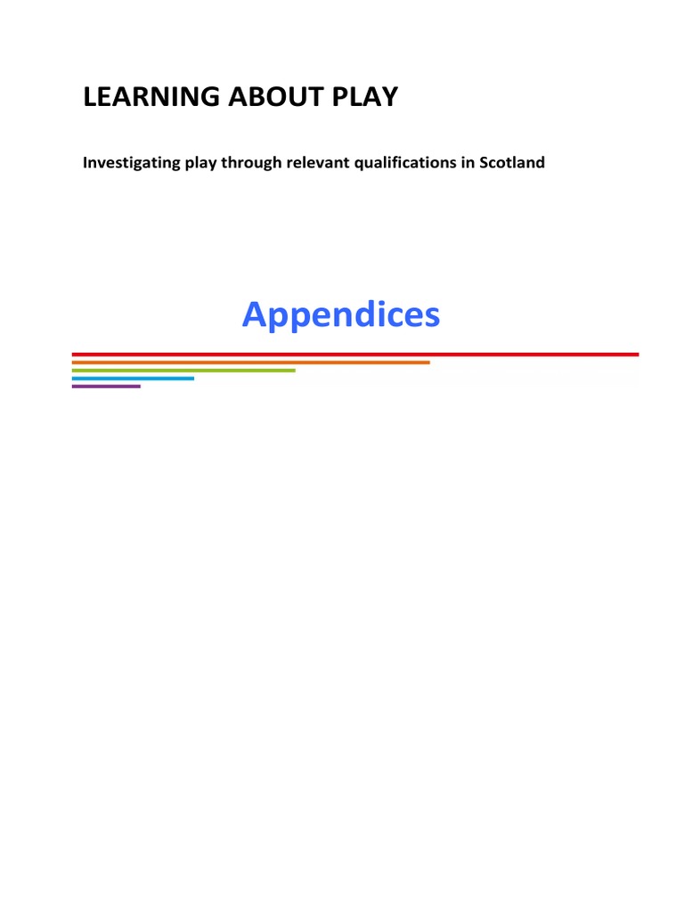 Learning About Play-Appendices PDF | PDF | Curriculum | Pedagogy
