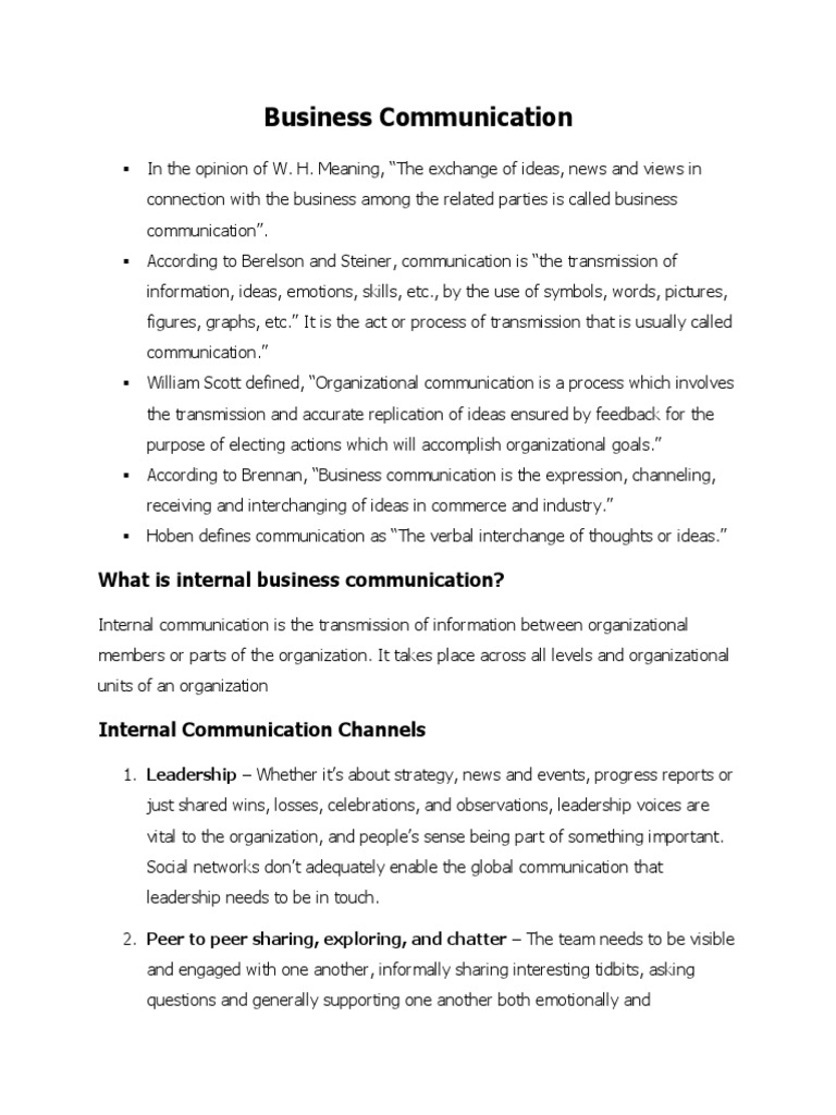 What Is Internal Business Communication? | PDF | Communication | Leadership