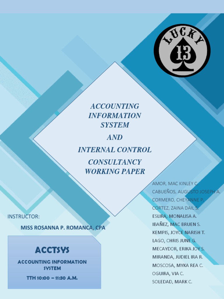 Acctsys: Accounting Information System AND Internal Control Consultancy Working Paper | PDF