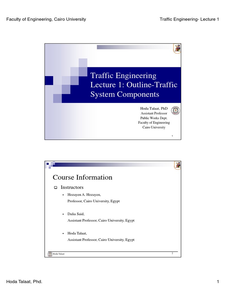 Lecture 1 Handouts | PDF | Traffic | Controlled Access Highway