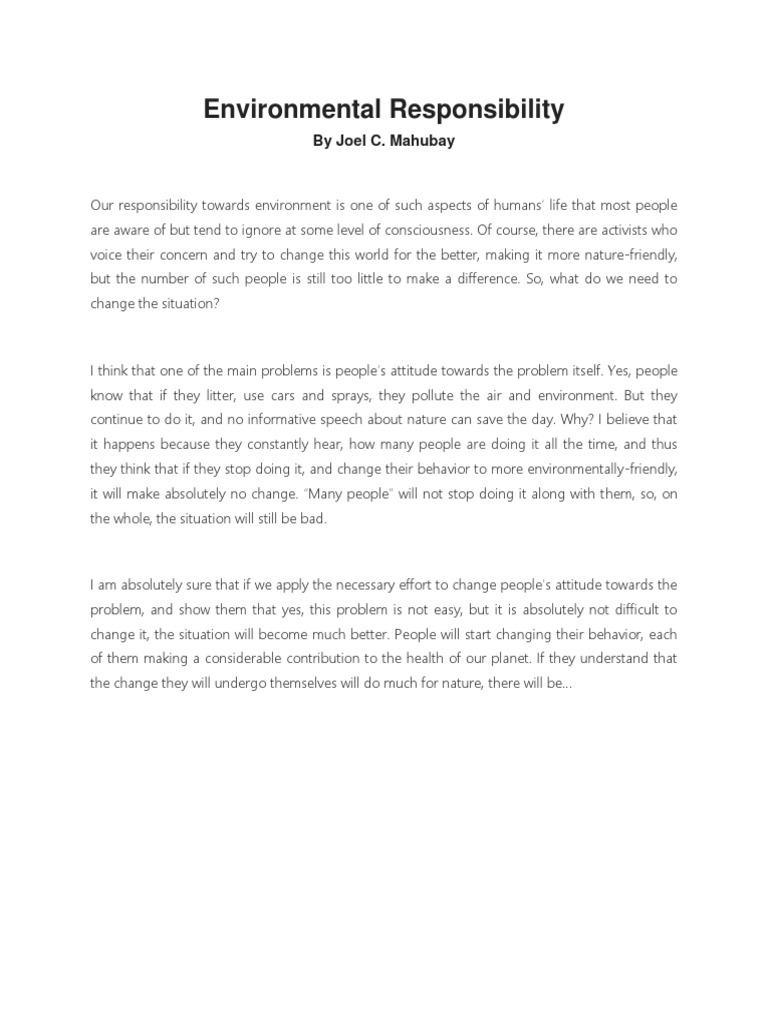 Promoting Environmental Responsibility | PDF