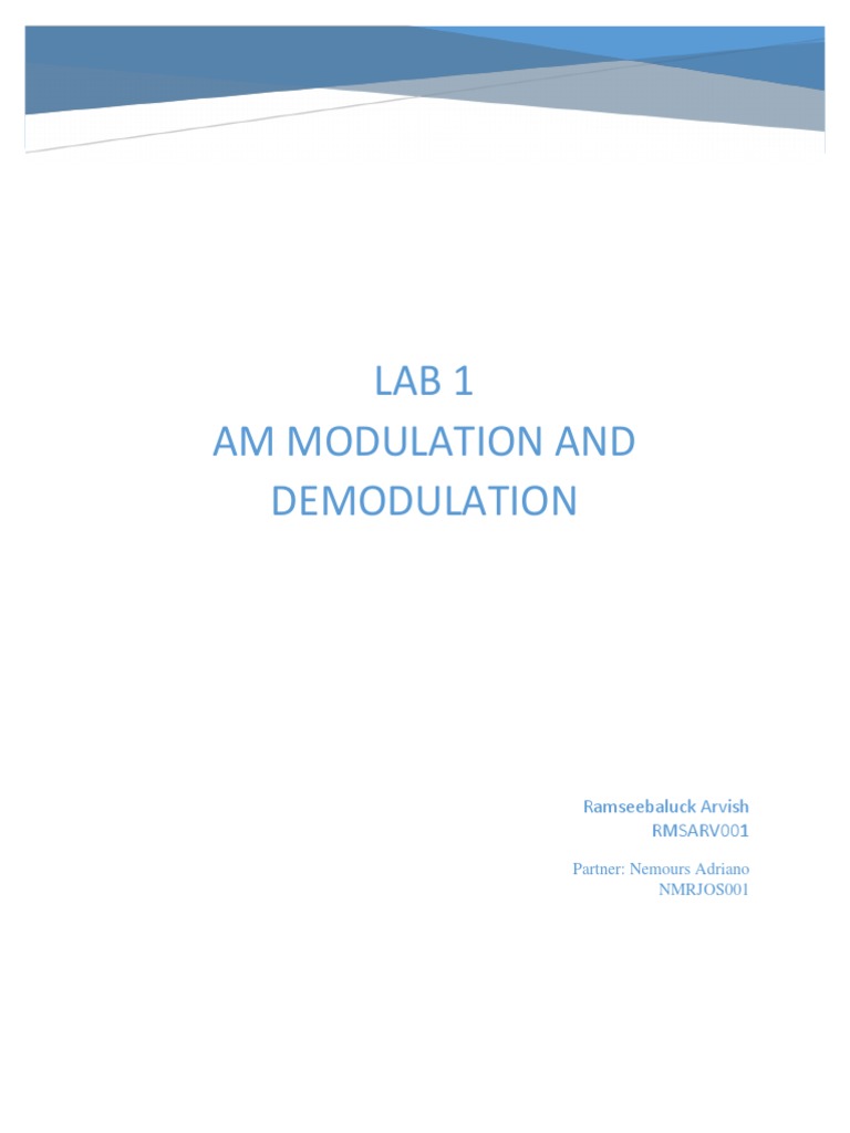 AM Modulation and Demodulation | PDF | Detector (Radio) | Modulation