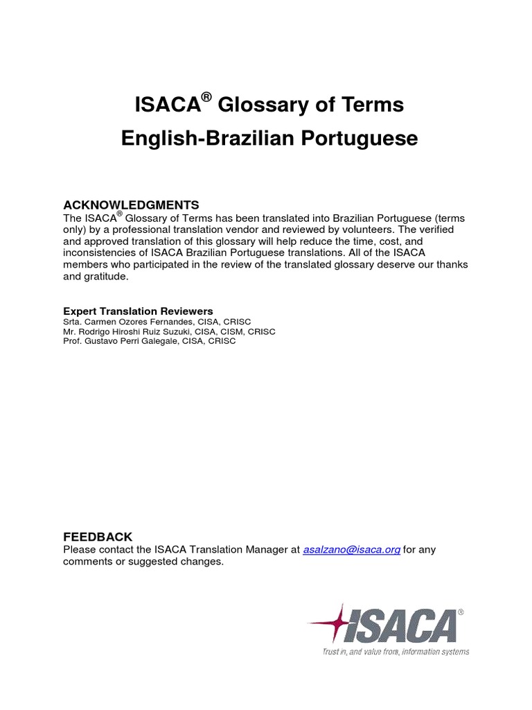 ISACA Glossary English Portuguese PDF | PDF | Computer Network | Audit