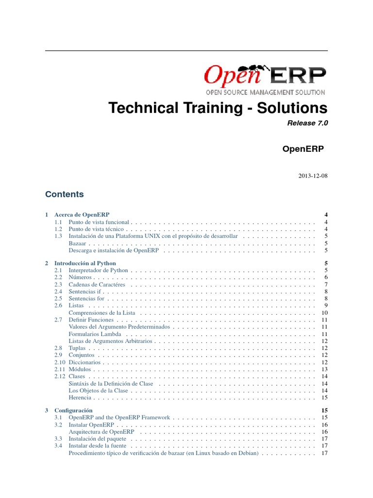 Openerp Technical Training v7 Solutions | PDF | Objeto (informática) | Python (lenguaje de ...