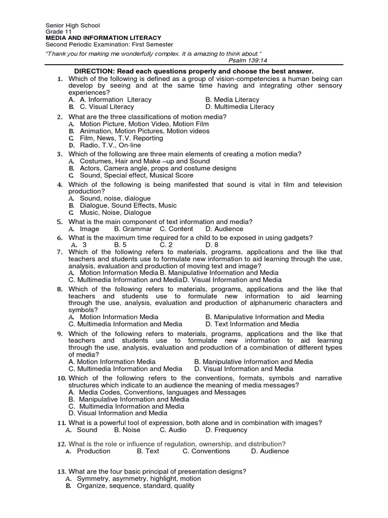 DIRECTION: Read Each Questions Properly and Choose The Best Answer ...