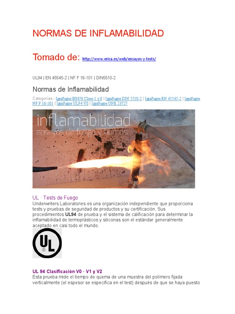 Normas inflamabilidad | PDF | Incendios | Combustión