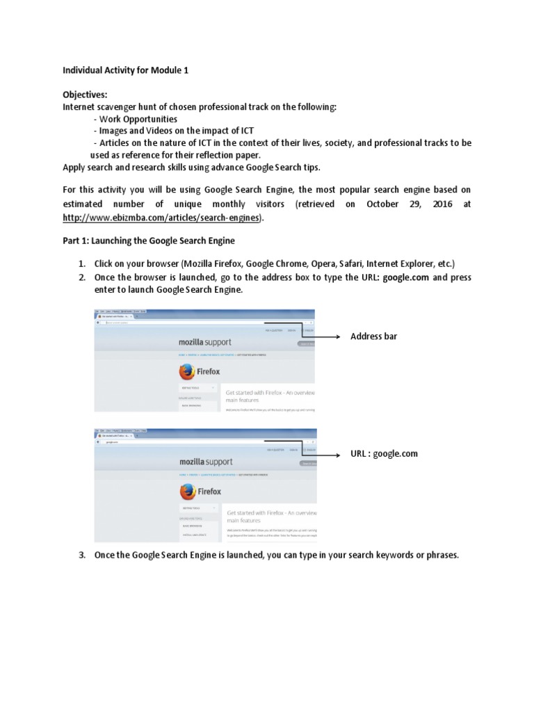 Individual Activity For Module 1 | PDF | Web Search Engine | Online ...