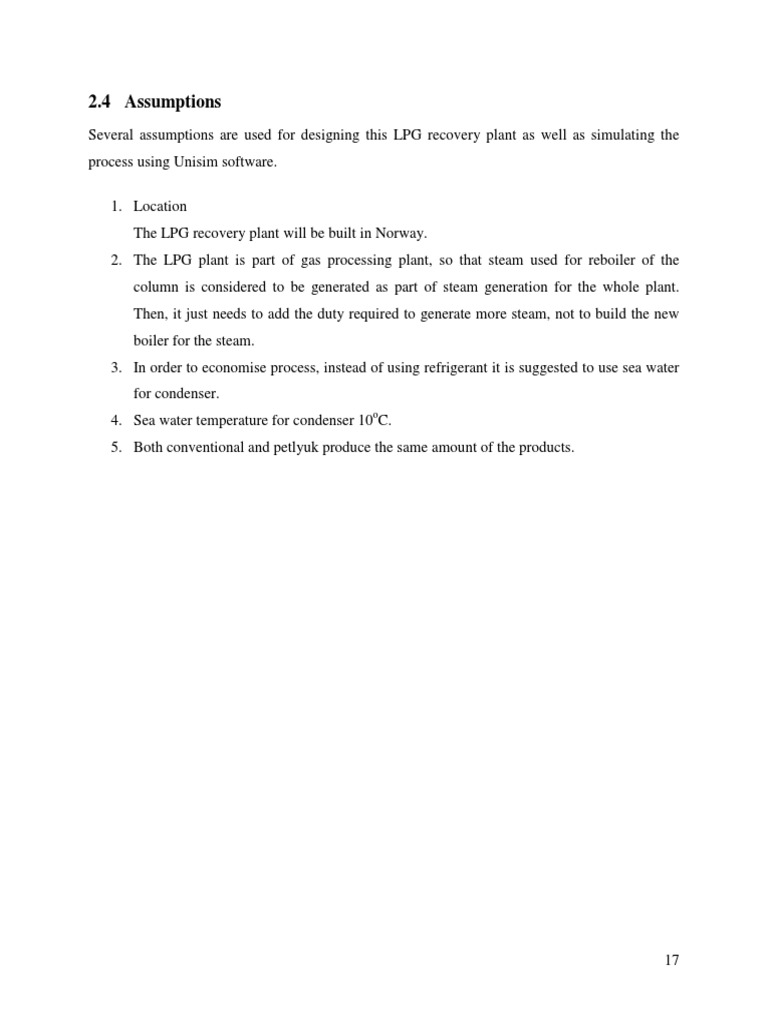 Assumptions and Process Descriptions for LPG Recovery Using ...