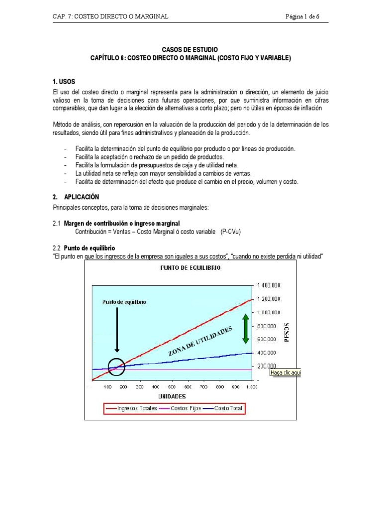 Casos de Estudio Capítulo 6: Costeo Directo O Marginal (Costo Fijo Y ...