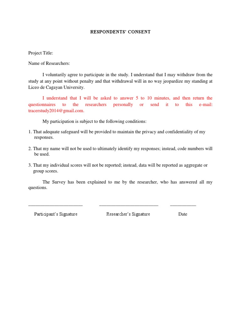 Sample Respondents Consent | PDF