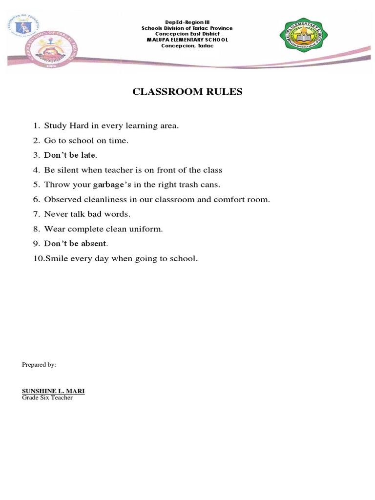Classroom Rules | PDF