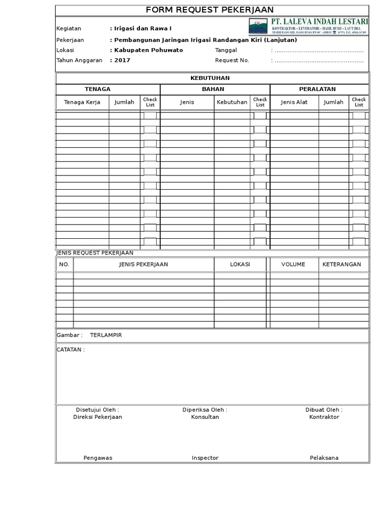 Form Request Pekerjaan Proyek | PDF