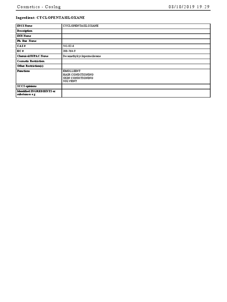 COSING Ingredient PDF | PDF
