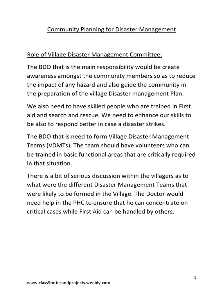 Community Planning For Disaster Management | PDF | Emergency Management ...