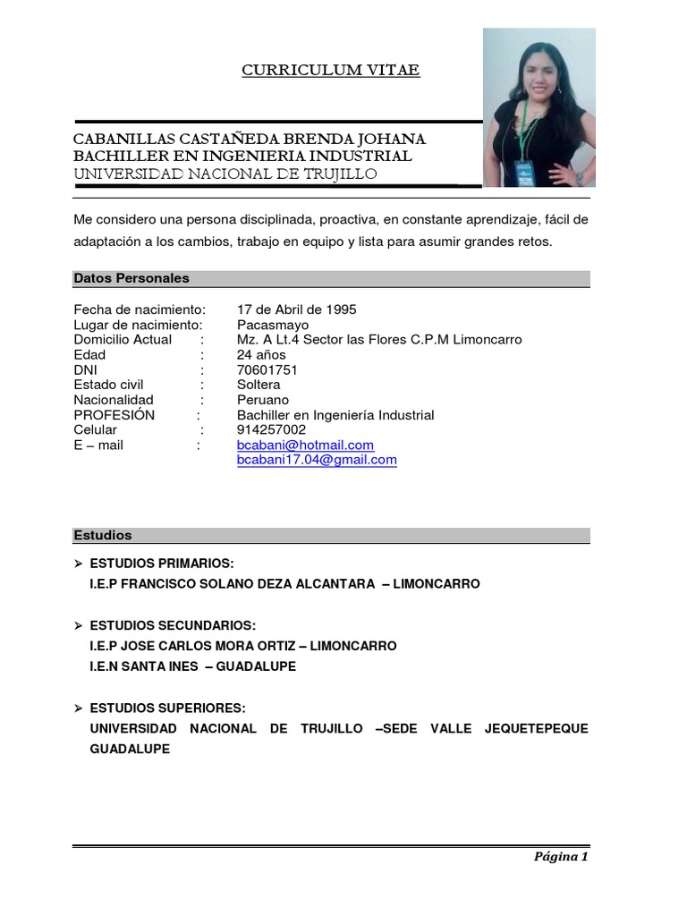 Curriculum Vitae Brenda | PDF | Ingeniería | Modificación de comportamiento
