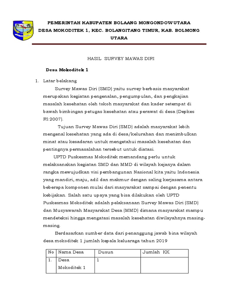 Hasil SMD Dan MMD Ukm Mokoditek 1 | PDF