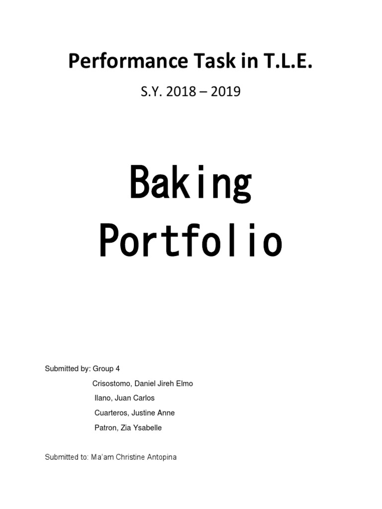 Performance Task in T.L.E.: Baking Portfolio | PDF