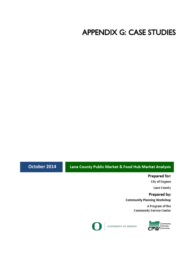 Appendix G: Case Studies: October 2014 | PDF | Local Food | Farmers' Market