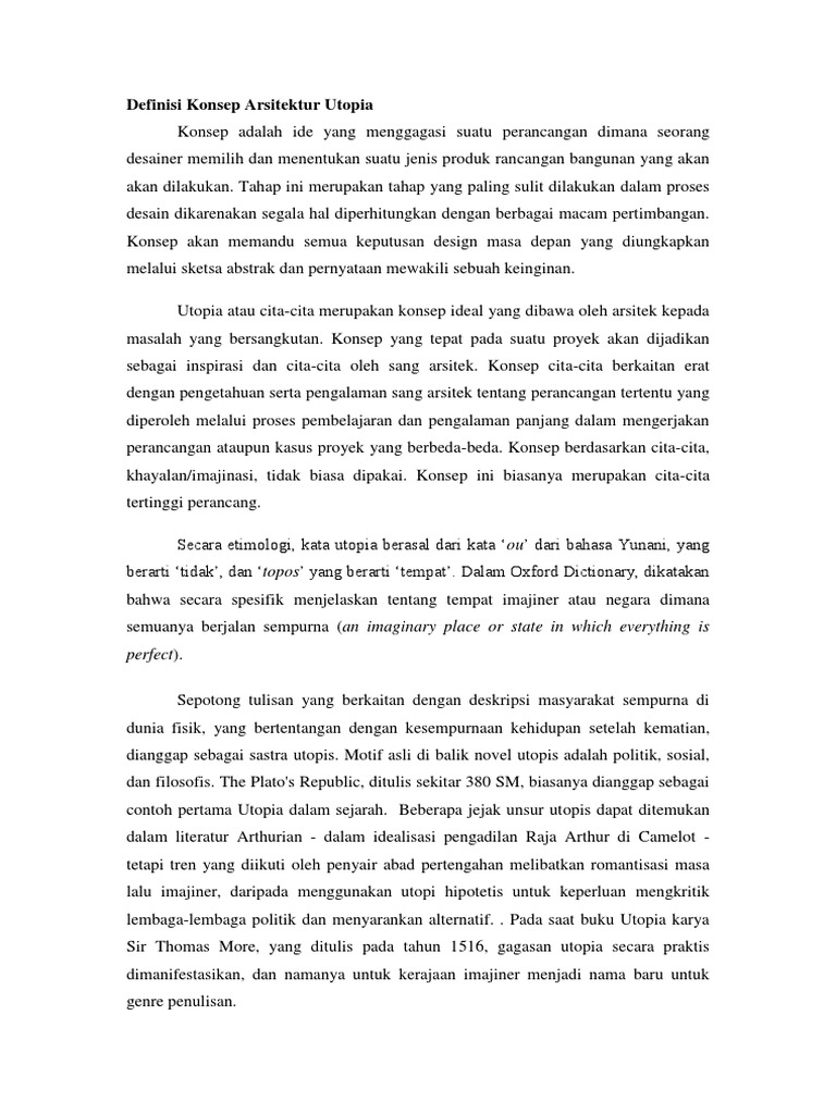 Definisi Konsep Arsitektur Utopia | PDF