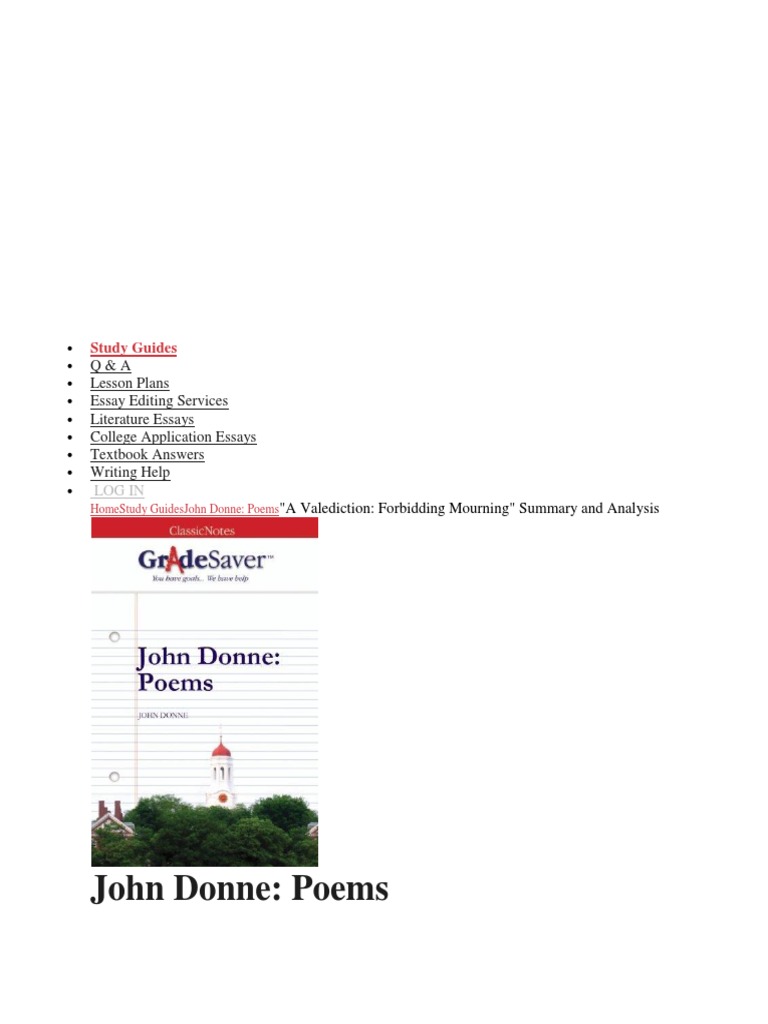John Donne: Poems: Study Guides | PDF | Poetry | Love