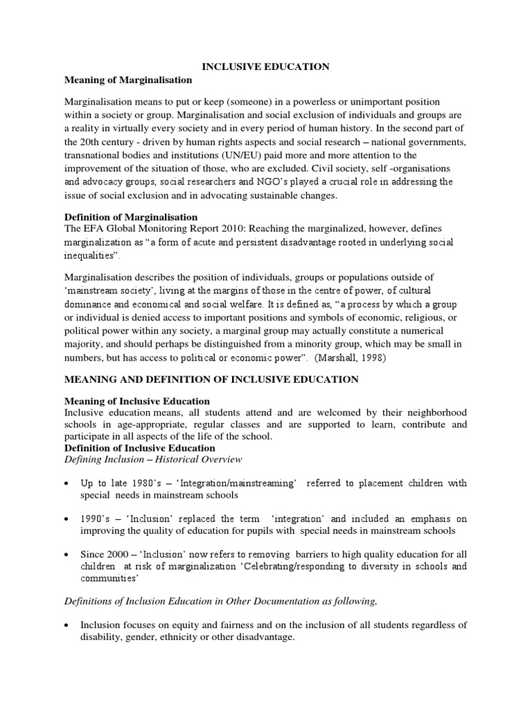 Inclusive Education | PDF | Inclusion (Education) | Social Exclusion
