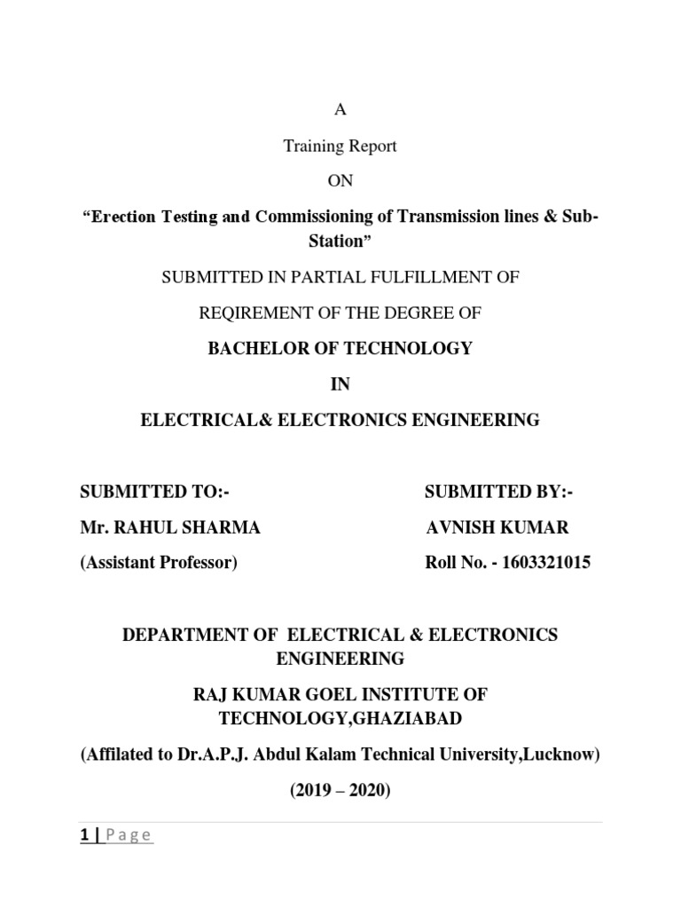 Erection Testing and Commissioning of Transmission Lines & Sub-Station ...