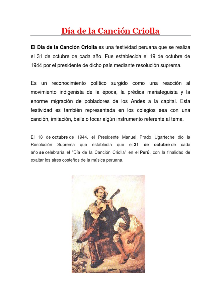 Día de la Canción Criolla en Perú | PDF | Ocio | Entretenimiento (general)