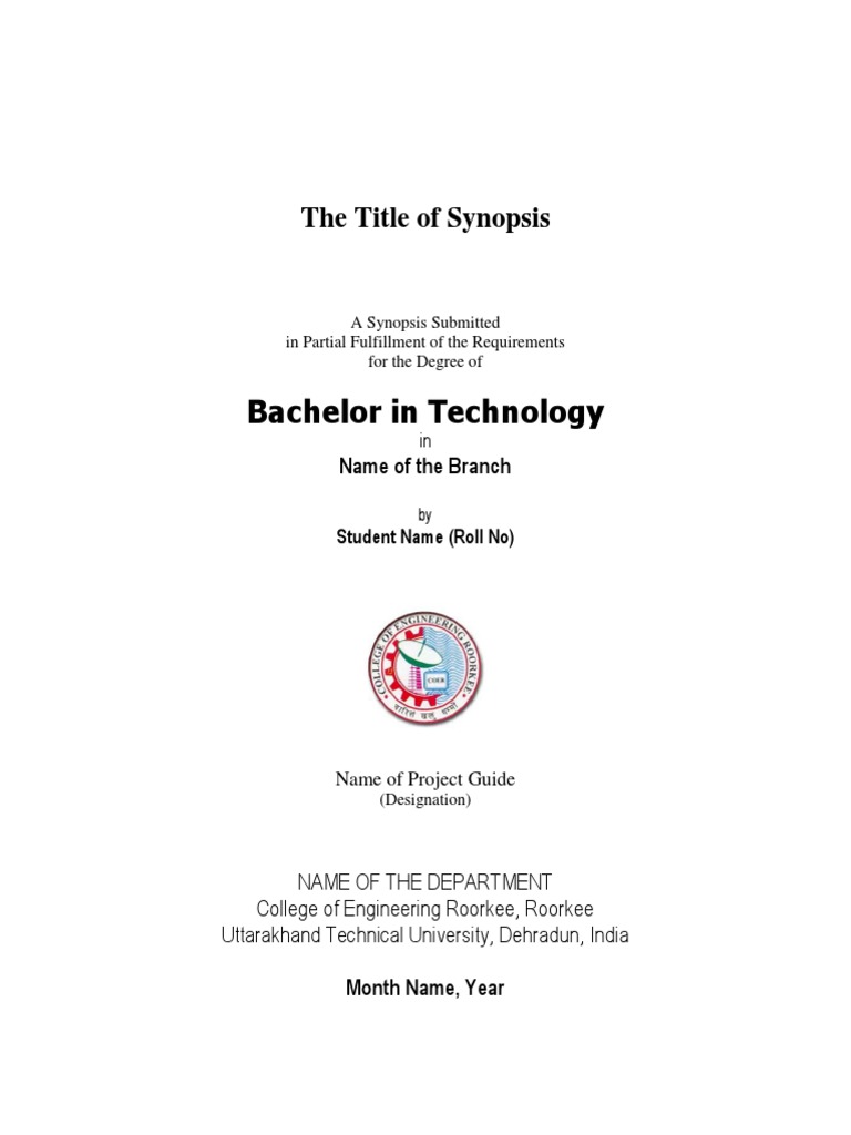 Project Synopsis for Bachelor in Tech | PDF
