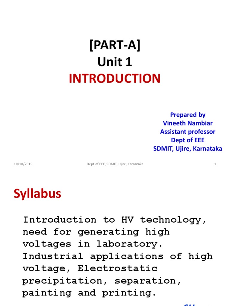(PART-A) Unit 1: Prepared by Vineeth Nambiar Assistant Professor Dept ...