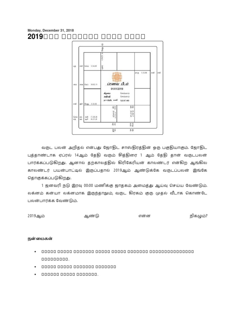 Jothida Deepam - 2019 Palangal Tamil | PDF