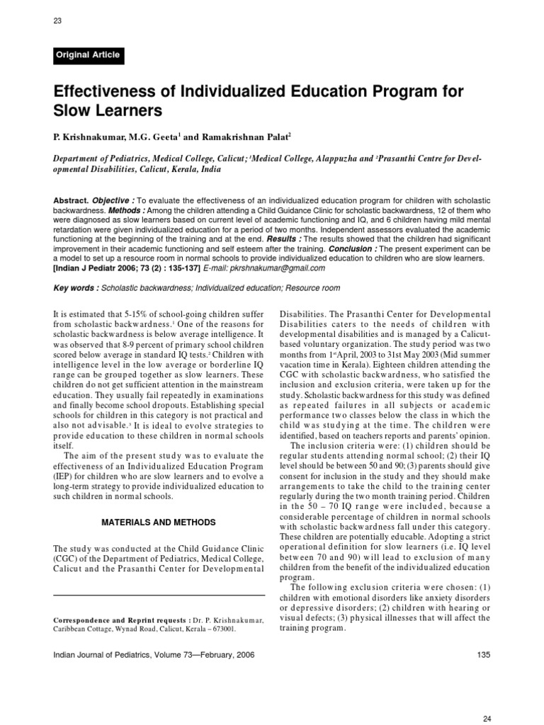 Slow Learners | Learning Disability | Individualized Education Program