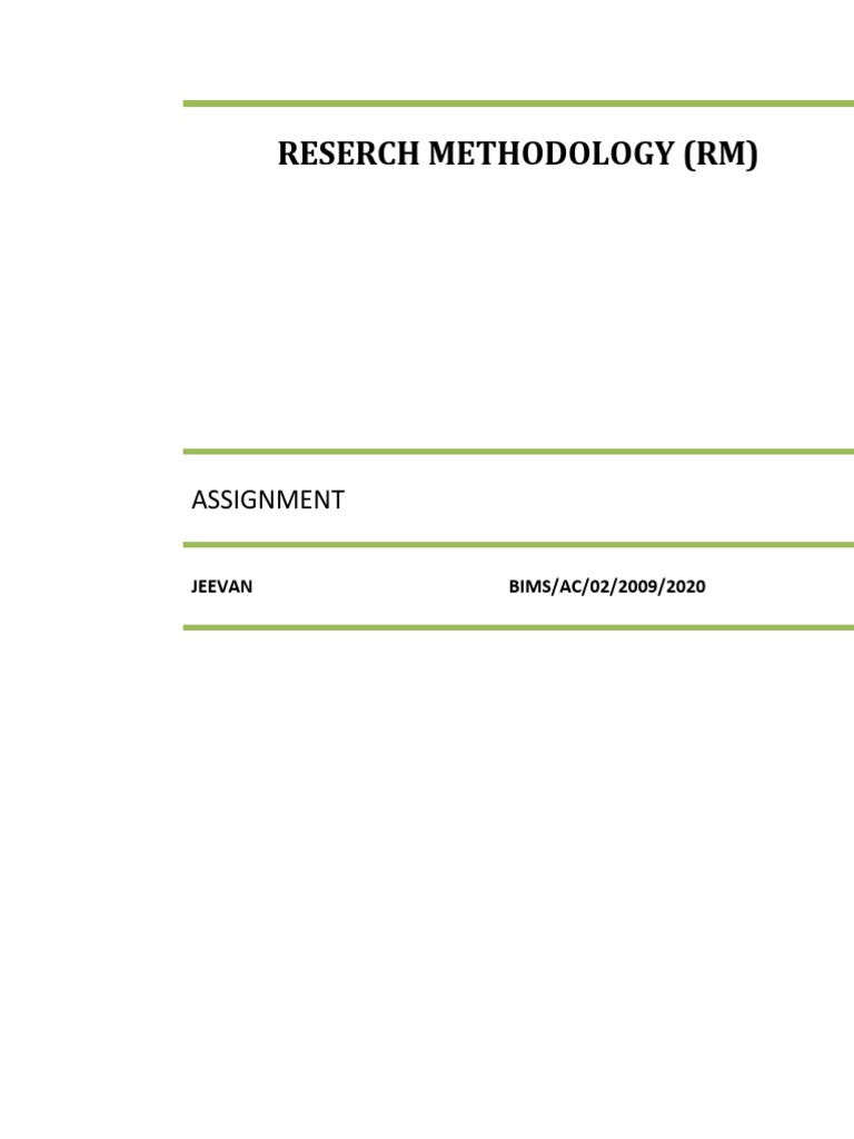 Reserch Methodology (RM) : Assignment | PDF | Mean | Hypothesis